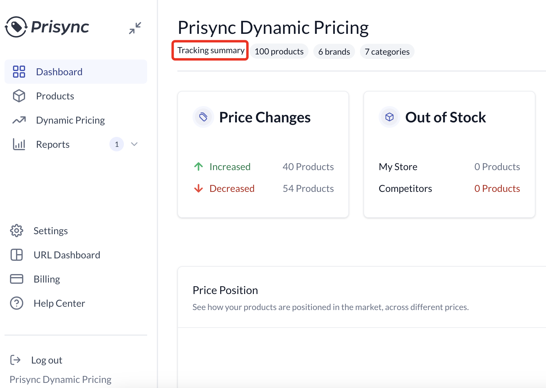 Tracking Summary – Help Center - Prisync